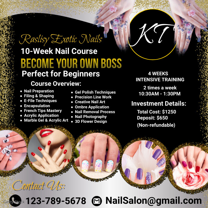 Black Professional Nail Salon Instagram Post Template | PosterMyWall