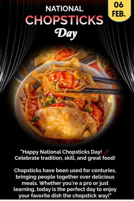 Black Professional National Chopsticks Day Pinterest Graphic Template ...
