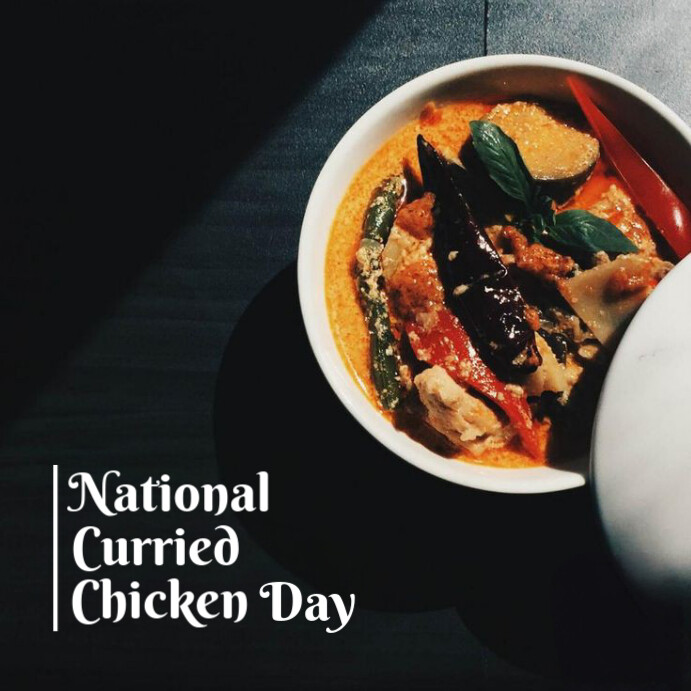 Black Professional National Curried Chicken Day Instagram Post Template ...