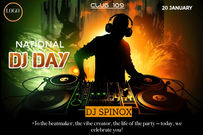 Black Professional National Dj Day Poster Template | PosterMyWall