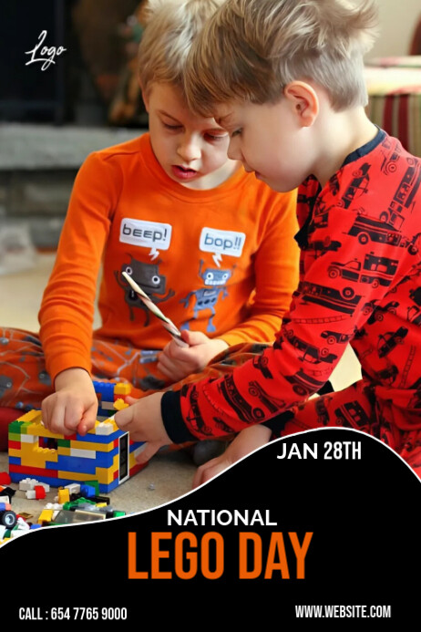 Black Professional National Lego Day Poster Template | PosterMyWall