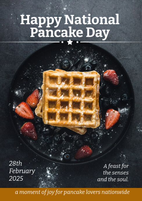 Black Professional National Pancake Day A5 Template | PosterMyWall
