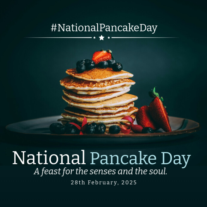 Black Professional National Pancake Day Instagram Post Templat ...
