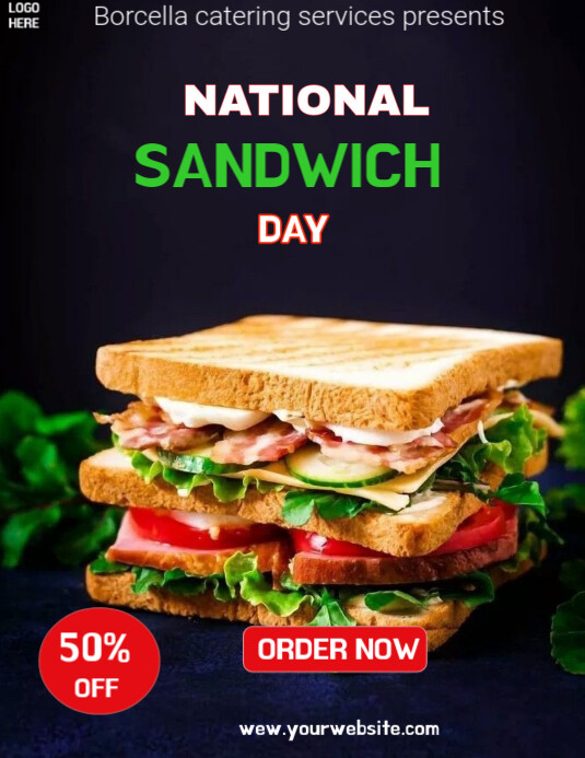 Plantilla de Black Professional National Sandwich Day Flyer (us Letter ...