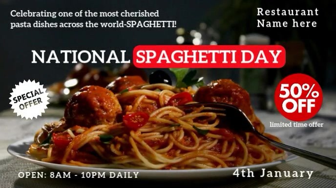 Black Professional National Spaghetti Day Digital Display (16:9 ...