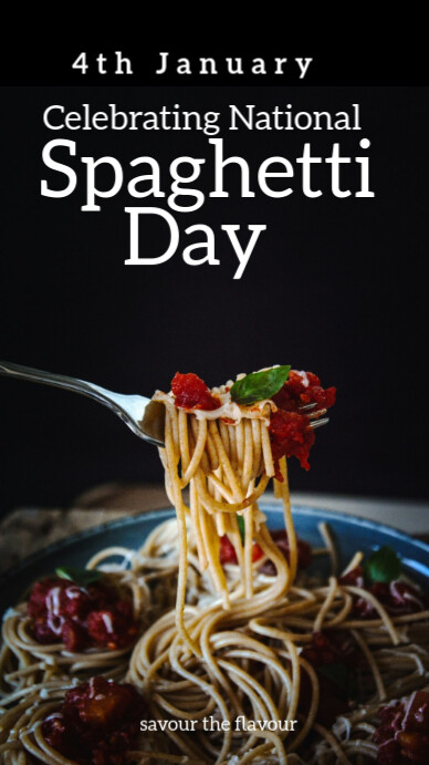 Black Professional National Spaghetti Day Instagram Story Template ...