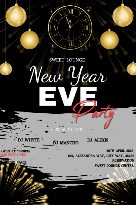 Black Professional New Year Eve Party Poster Template | PosterMyWall