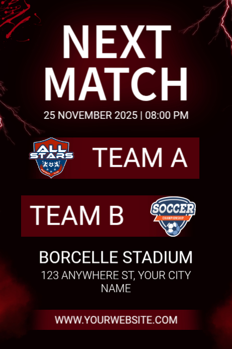 Black Professional Next Match Poster Template | PosterMyWall