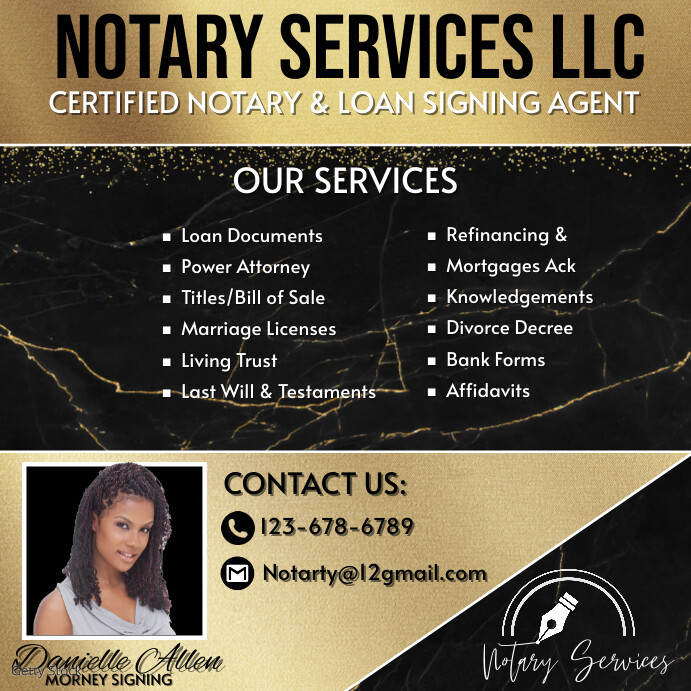 Black Professional Notary Services Instagram Template | PosterMyWall