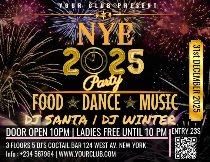 Copy of Black Professional Nye Club Party Flyer (us Letter) | PosterMyWall