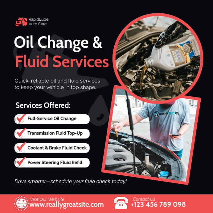 Copy of Black Professional Oil Change & Fluid Services Promotion Template Instagram Post ...