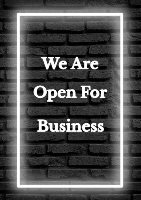 Black Professional Open For Business Announcement A4 Template ...