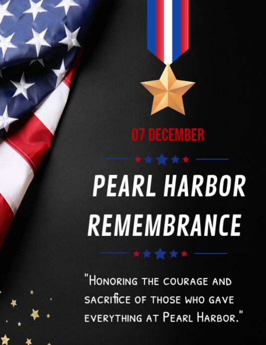 Black Professional Pearl Harbor Remembrance Flyer (us Letter) Template ...