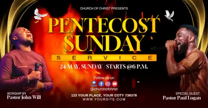 Pentecost Church Service Template | PosterMyWall