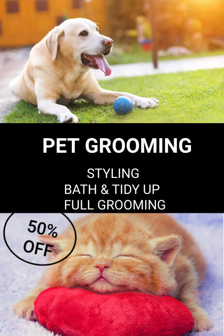 Black Professional Pet Grooming Poster Template | PosterMyWall