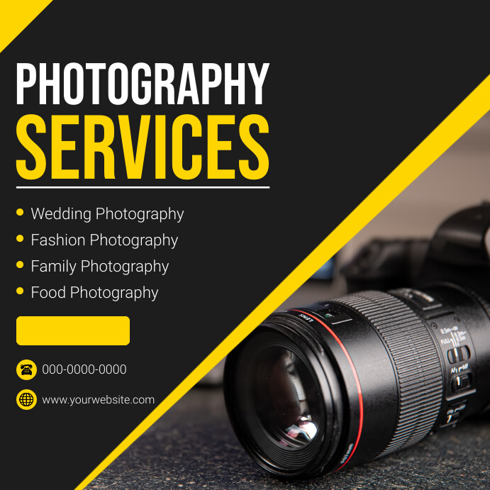 Black Professional Photography Services Insta Template | PosterMyWall