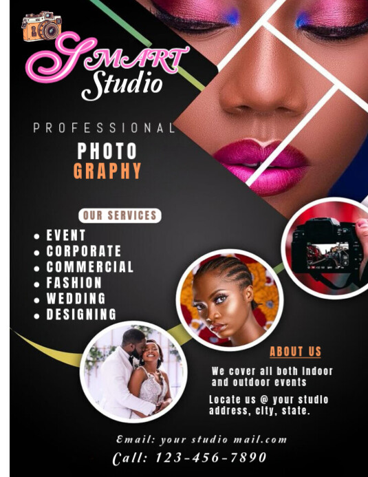 สำเนา Black Professional Photography Studio Flyer Template Flyer (us Letter) | PosterMyWall
