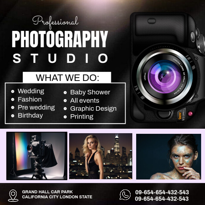 Black Professional Photography Studio Template Des Instagram Post ...