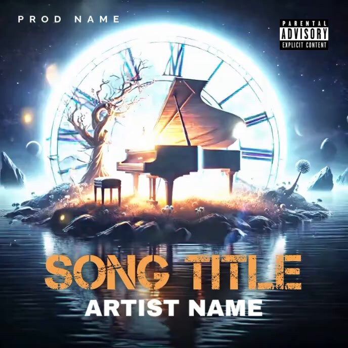 Black Professional Piano Motion Album Cover Template | PosterMyWall