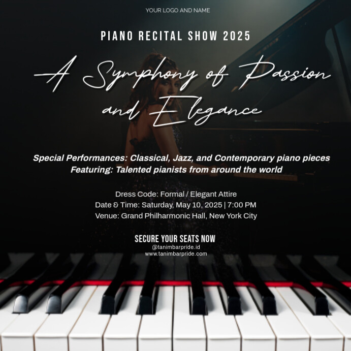 Black Professional Piano Recital Show 2025 Instagram Post Template ...