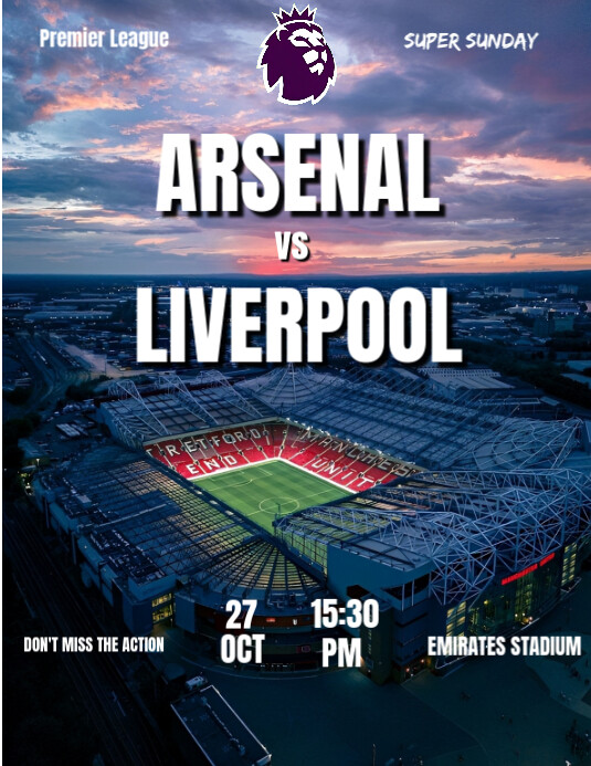 Plantilla de Black Professional Premier League Matchday Arsenal Vs ...