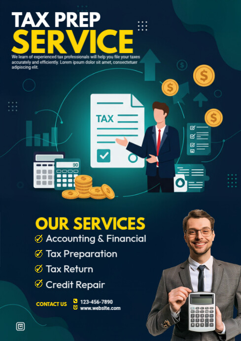 Black Professional Professional Tax Prep Services A4 Template ...