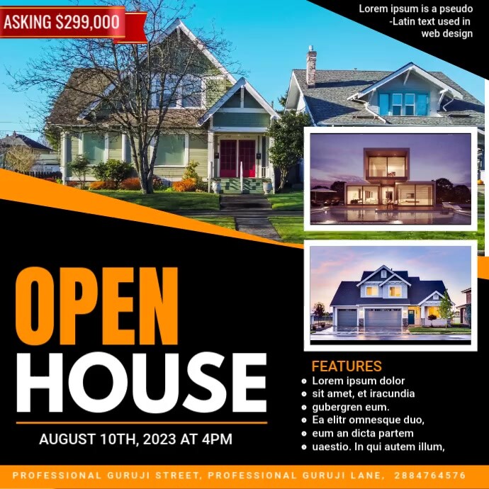 Black Professional Real Estate Agency Ad Instagram Post Template ...
