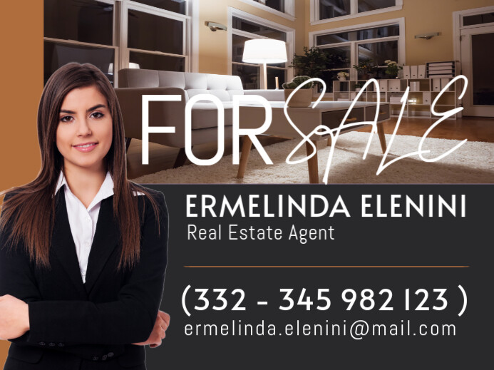 Copy of Black Professional Real Estate Agent For Sale Yard Sign ...