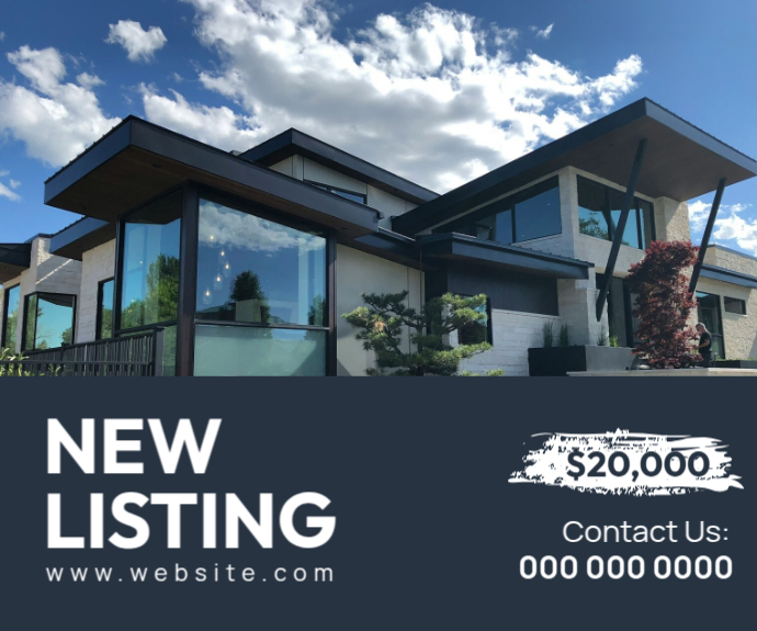 Black Professional Real Estate Medium Rectangle Template | PosterMyWall