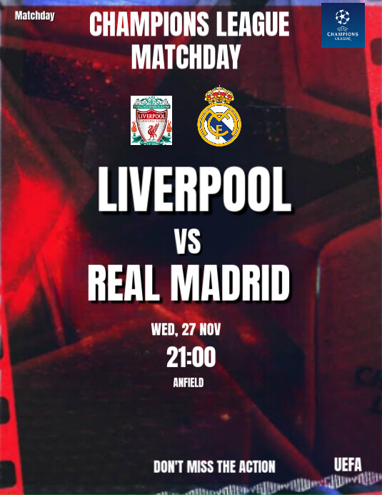 Black Professional Real Madrid Vs Liverpool Big Matchday Flyer (us ...