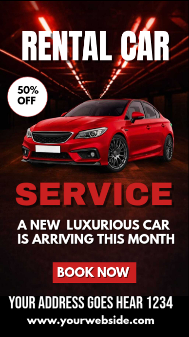 Black Professional Rental Car Service Instagram Story Template ...