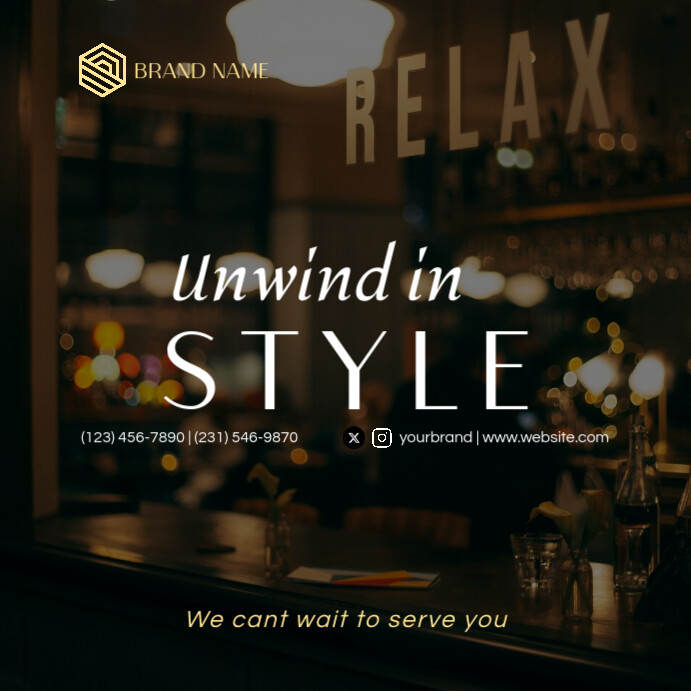 Black Professional Restaurant, Bar And Cafe Ads Instagram Post Template ...