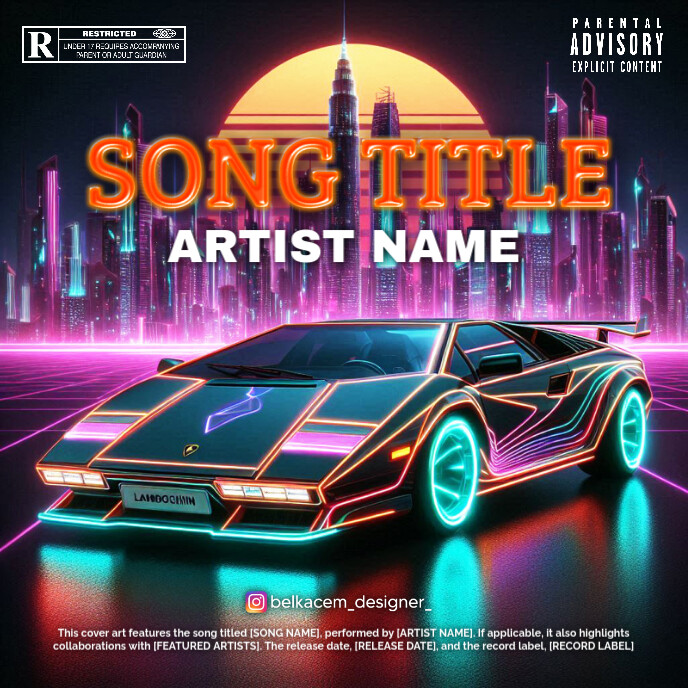 Plantilla de Black Professional Retro Lamborghini Wave Album Cover ...
