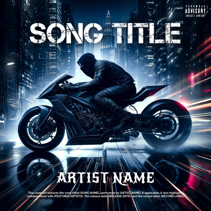 Black Professional Rider Night Album Cover Template | PosterMyWall