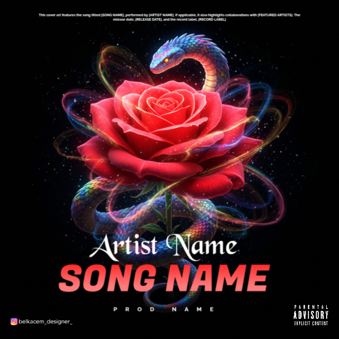 Black Professional Rinbow Snake With Roses Album Cover Template ...