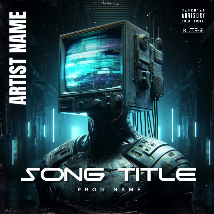 Black Professional Robot Album Cover Template | PosterMyWall