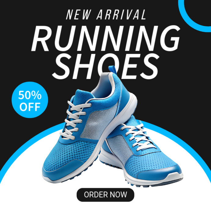 Black Professional Running Shoes Instagram Post Template | PosterMyWall