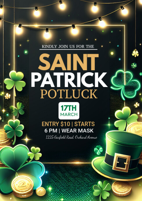 Black Professional Saint Patrick's Day Flyer Template A4 | PosterMyWall