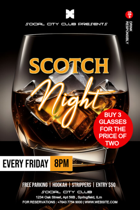 Black Professional Scotch Night Poster Template | PosterMyWall