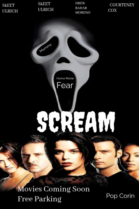 Black Professional Scream Coming Soon Horror Movie Poster Template ...