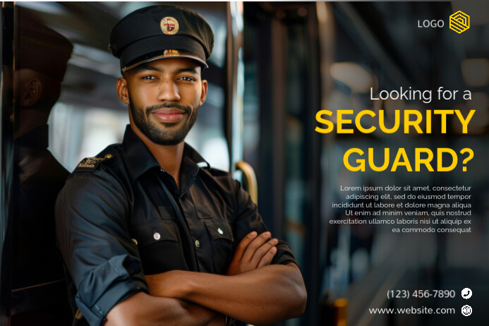 Black Professional Security Guards Company Poster Template | PosterMyWall
