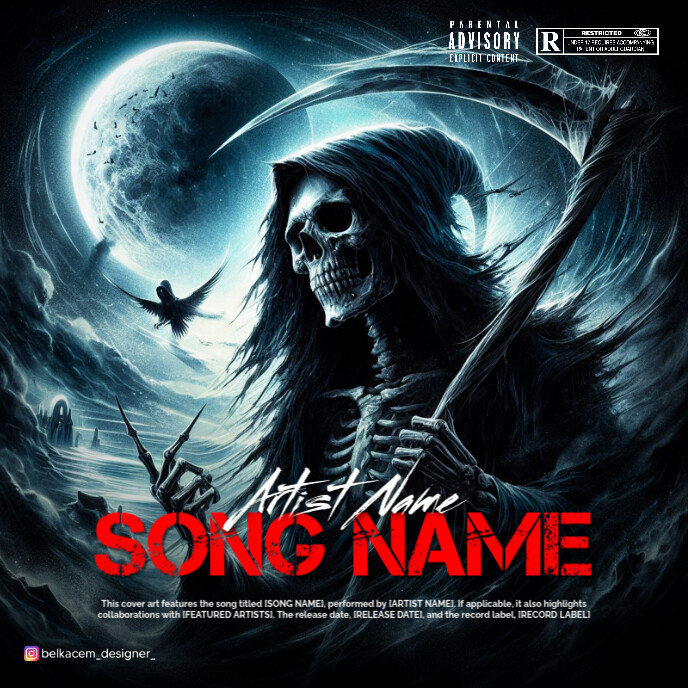 Black Professional Skull Dark Album Cover Template | PosterMyWall