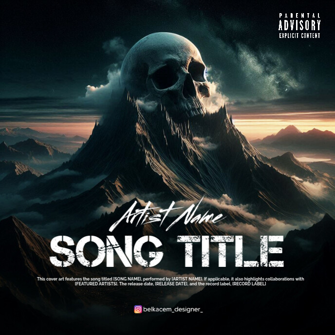 Black Professional Skull Montaigne Album Cover Template | PosterMyWall
