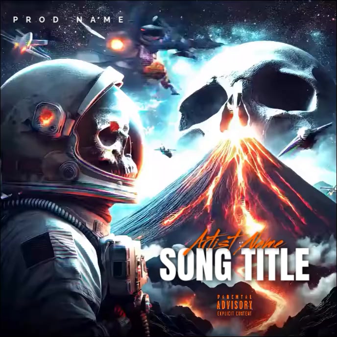 Black Professional Skull Volcano Motion Album Cover Template | PosterMyWall