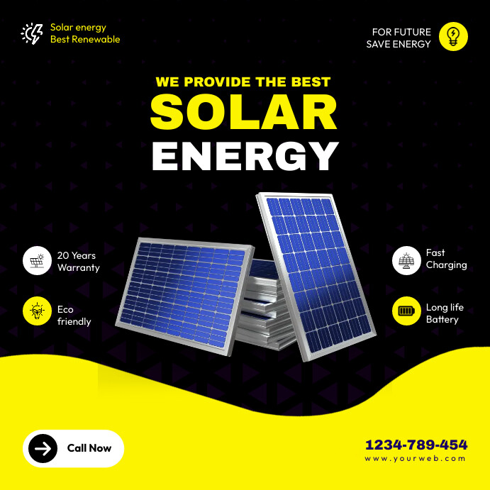Black Professional Solar Energy Ads Poster Te Template | PosterMyWall