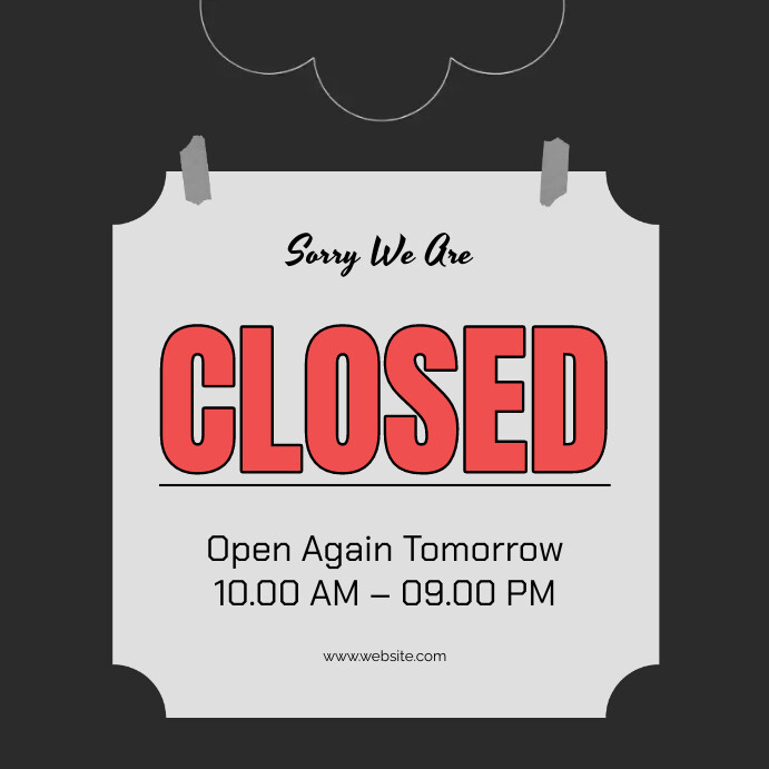 Black Professional Sorry We Are Closed Insta Template | PosterMyWall