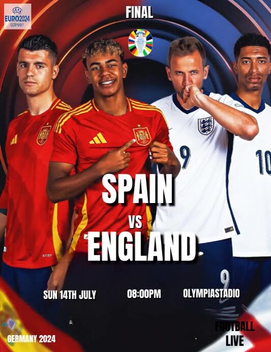 Black Professional Spain Vs England Euro 2024 Template | PosterMyWall