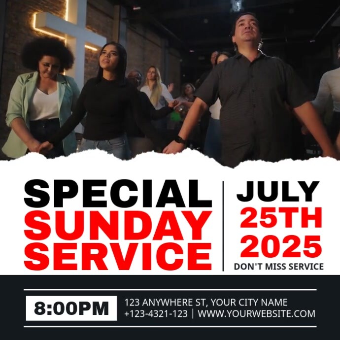 Black Professional Special Sunday Service Instagram Post Template ...