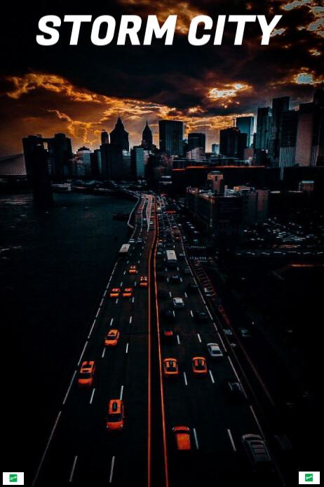 Black Professional Storm City Album Cover Poster Template | PosterMyWall