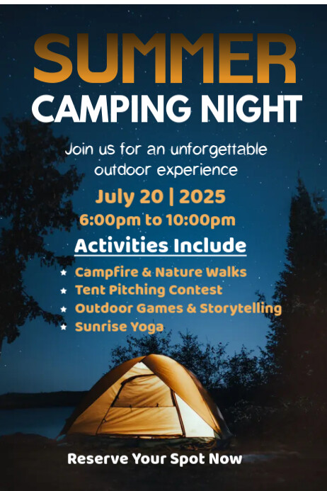 Copy of Black Professional Summer Camping Night Poster | PosterMyWall